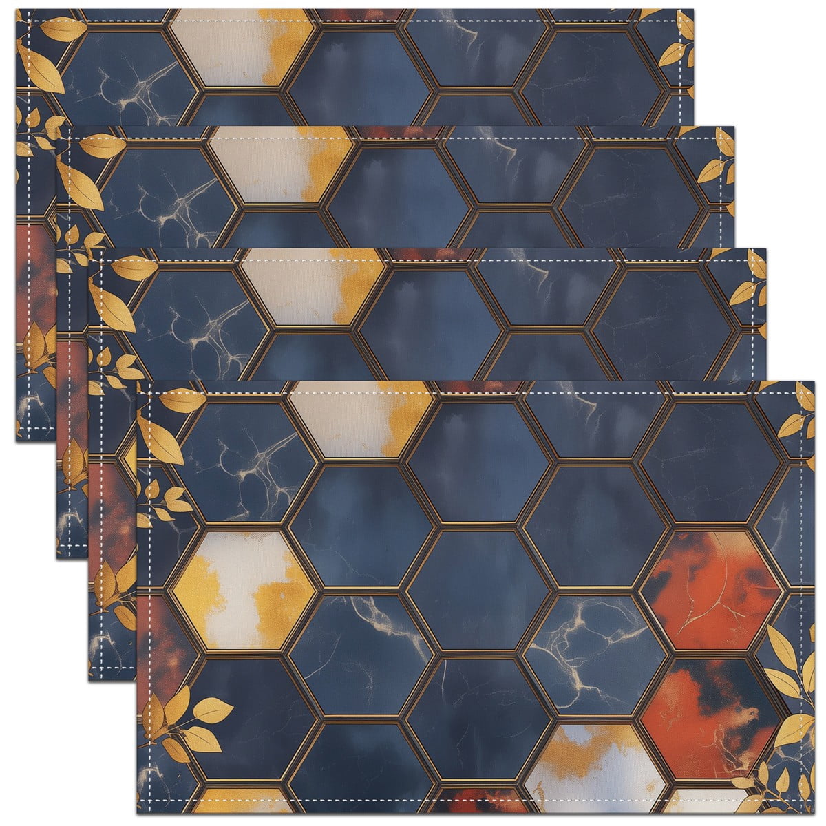 Erosebridal Navy Blue Marble Place Mats Set of 4 for in Door Dinning ...