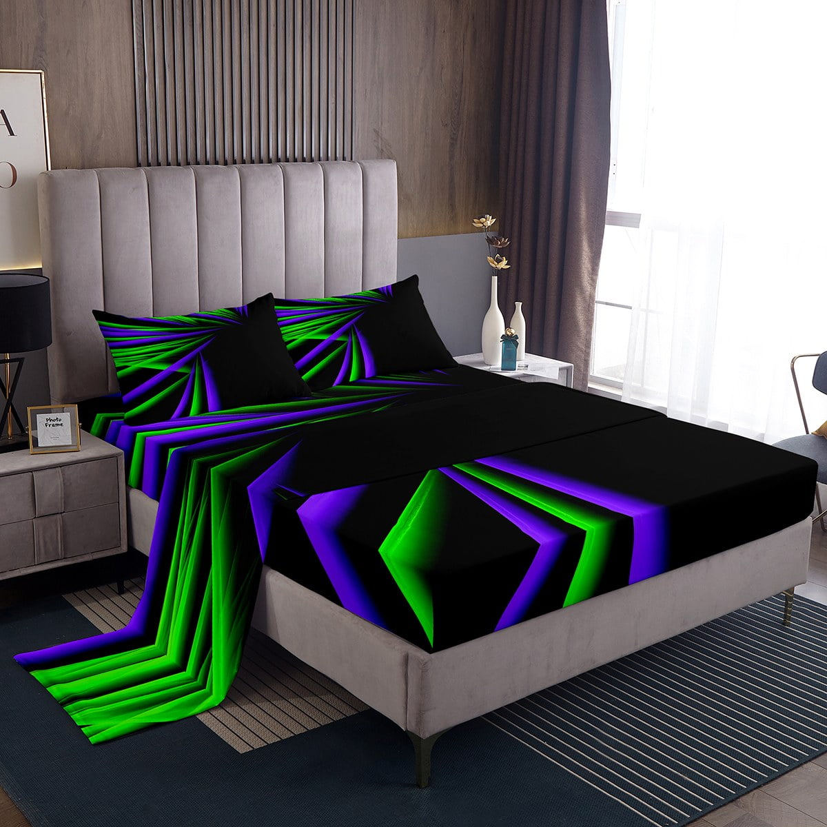 Erosebridal Neon Abstract Ombre Bed Sheets Set Full Size, Retro ...