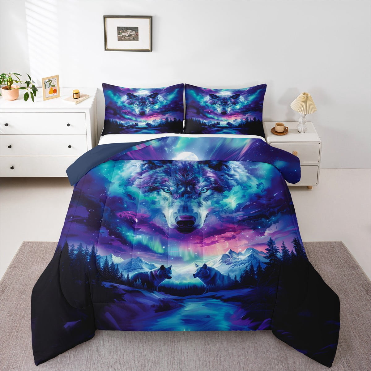 Erosebridal Neon Galaxy Aurora Comforter Sets Toddler Size,Wildlife ...