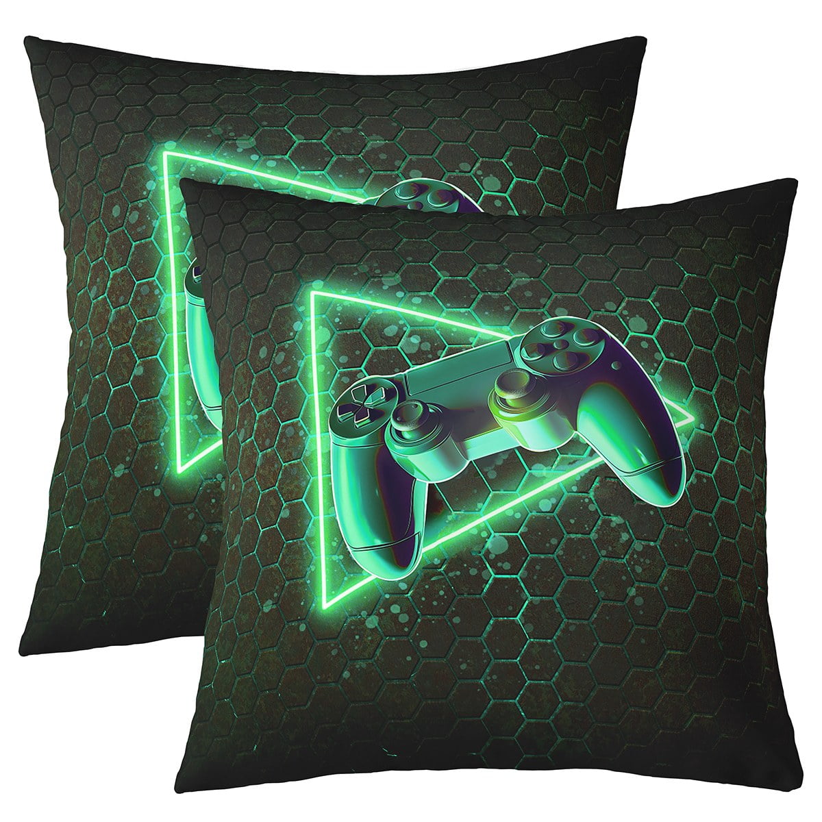 Erosebridal Neon Gamepad Pillow Cases Set of 2, Honeycomb Geometric ...