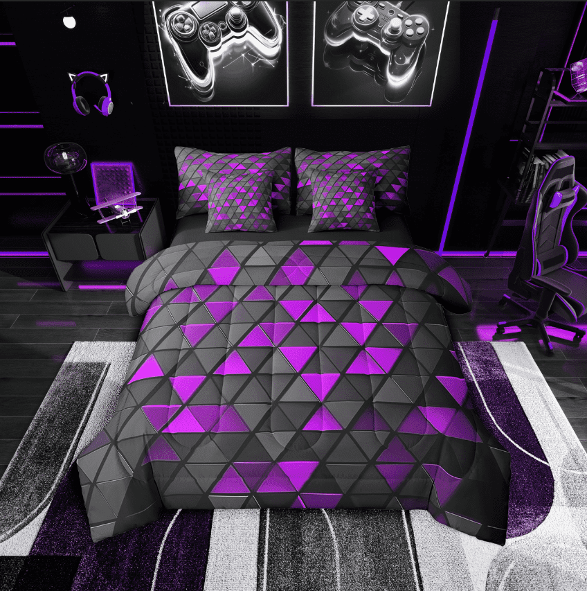 Erosebridal Neon Geometric Bedding Sets Twin Size,Gradient Triangle ...