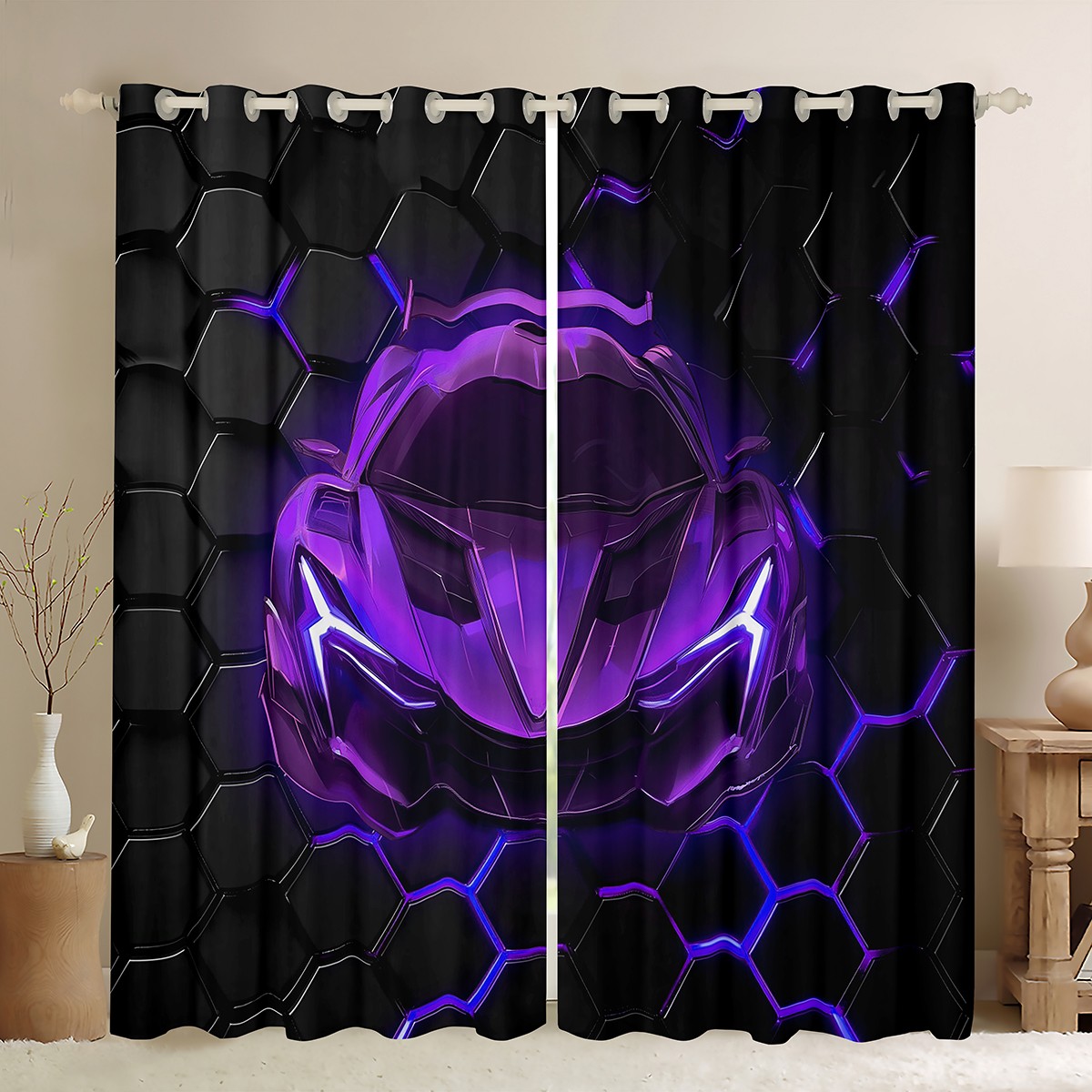 Erosebridal Neon Honeycomb Curtain,(52Wx63L) inch Racing Car Window ...