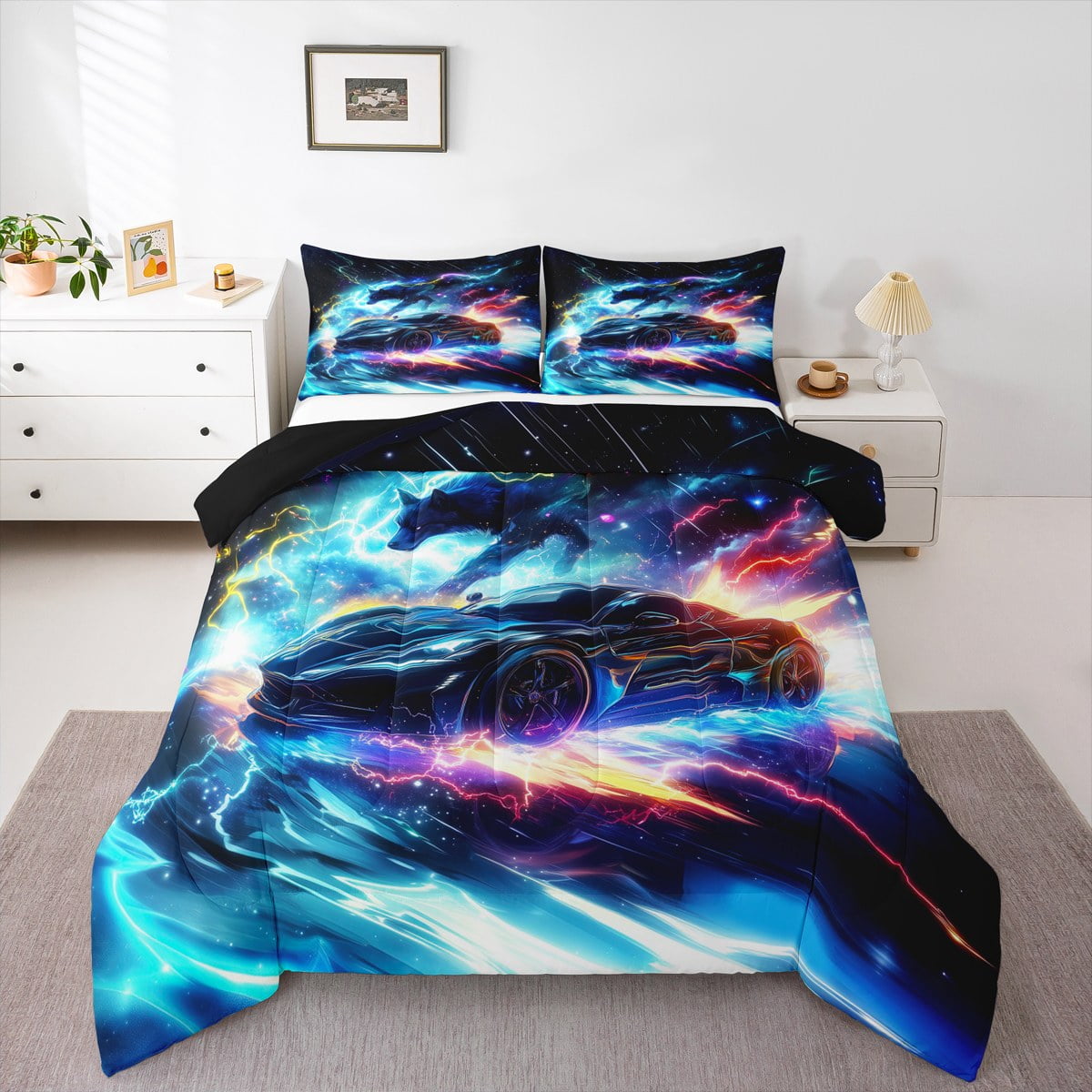 Erosebridal Neon Racing Car Bedding Sets Twin with Comforter ...