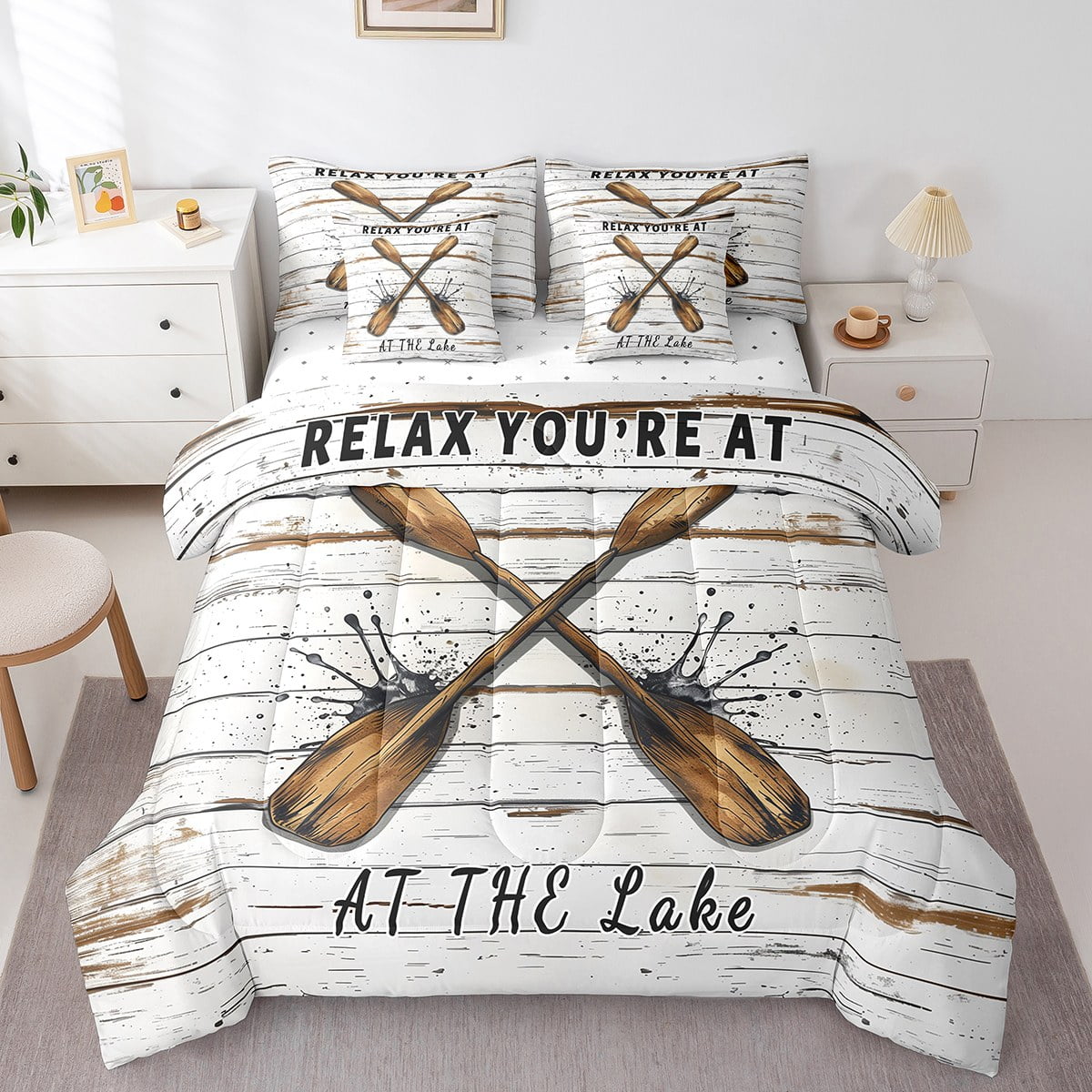 Erosebridal Oar Paddle Bedding Sets King Size,Lake House Bed in a Bag ...