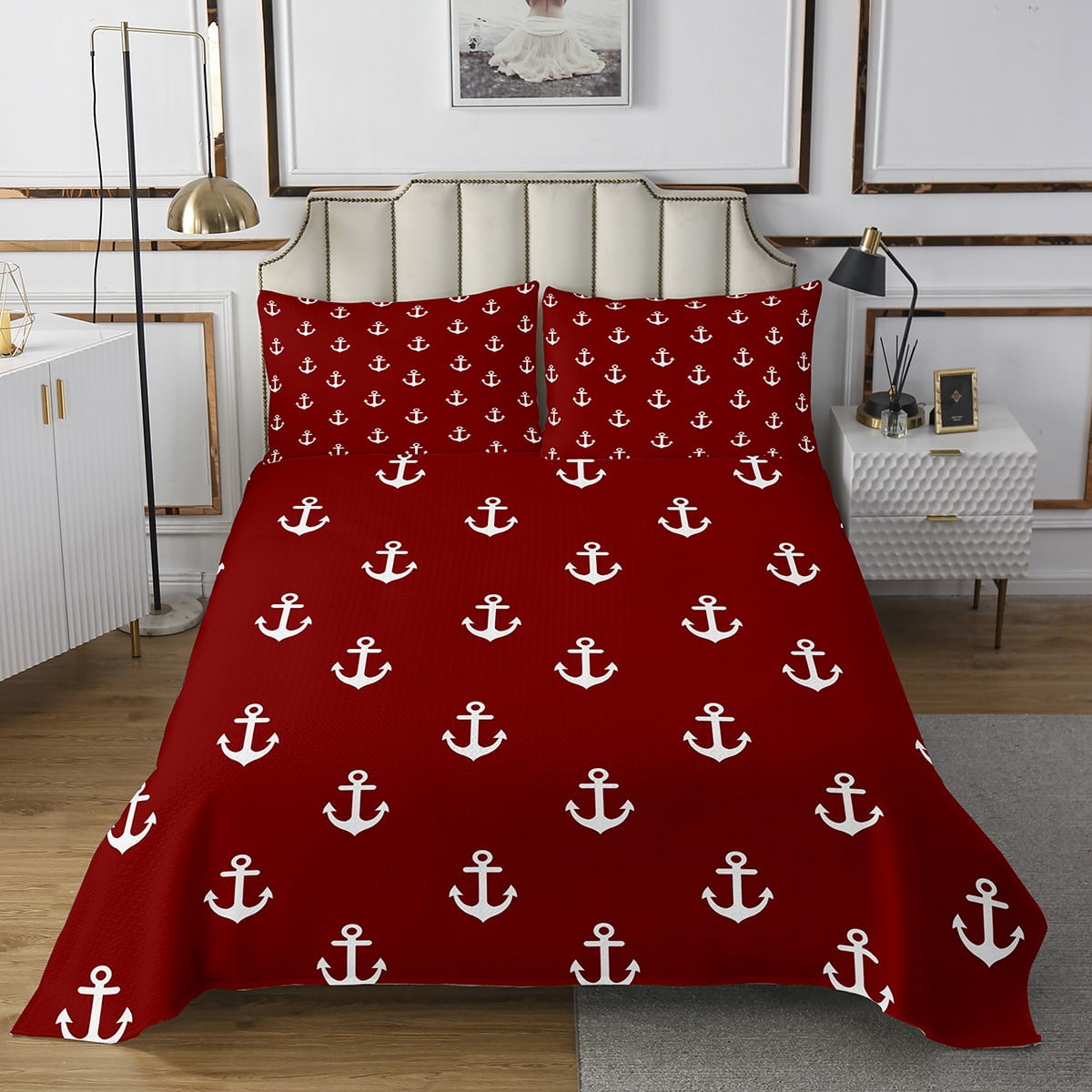 Erosebridal Ocean Anchor Bedspread Sets Twin Size For Teens,Nautical ...