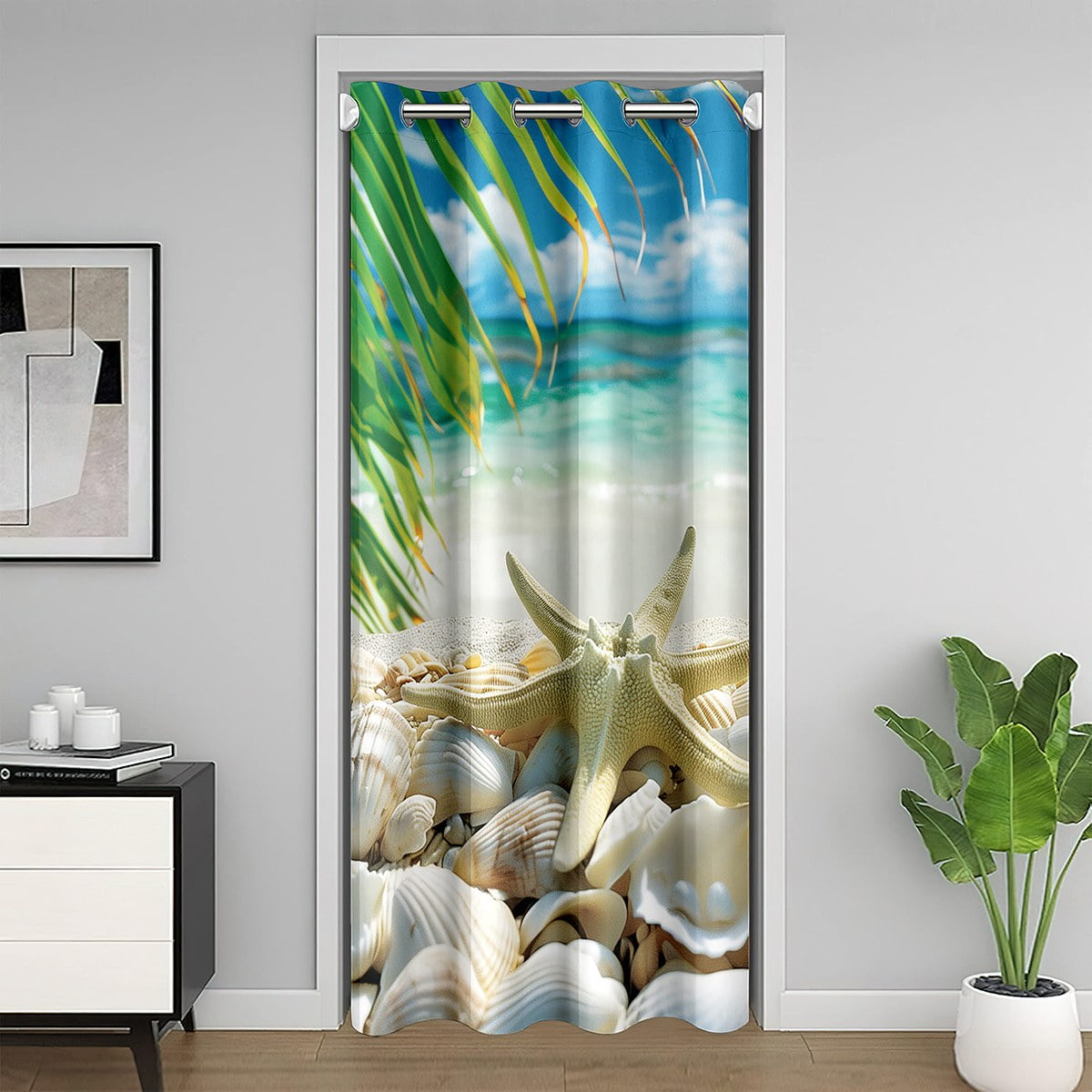 Erosebridal Ocean Beach Closet Door Cover Curtain for Living Room ...