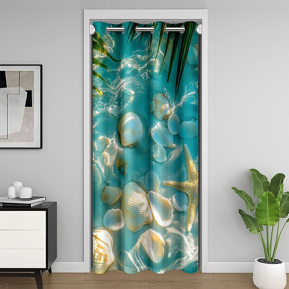 Erosebridal Ocean Beach Coastal Closet Door Cover Curtain for Living ...