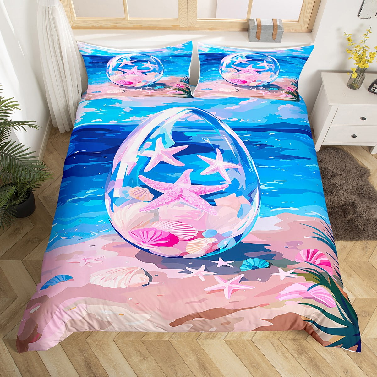 Erosebridal Ocean Beach Duvet Cover Toddler,Starfish Seashell Bedding ...