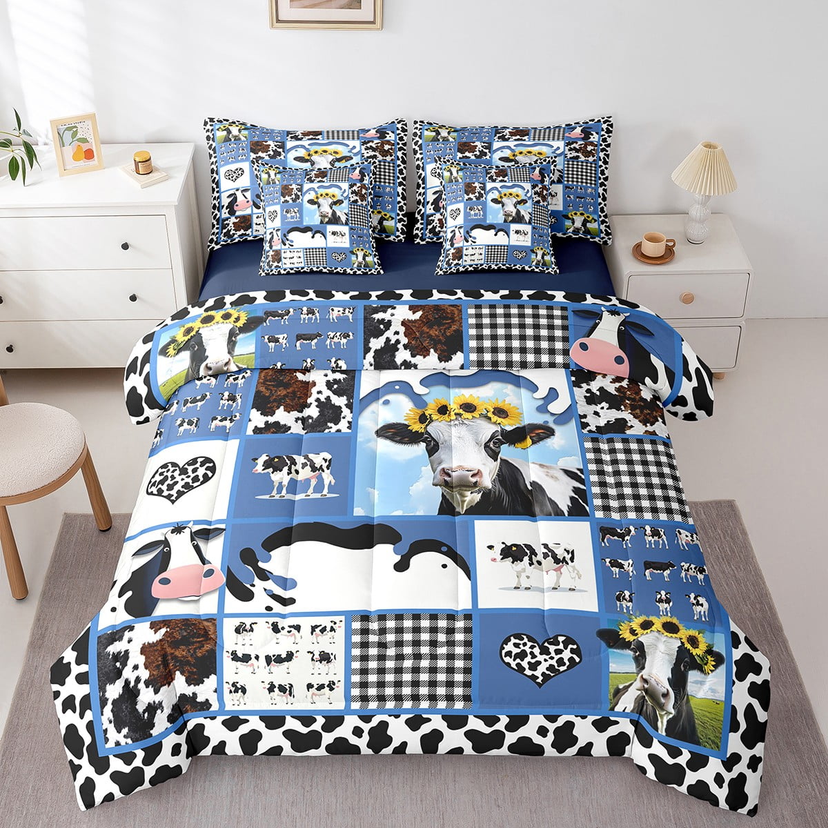 Erosebridal Rustic Cow Bedding Sets Full Size, Cow Print Comforter Sets ...