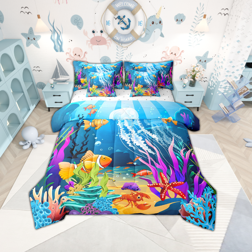 Erosebridal Ocean Jellyfish Bedding Sets Twin Size,Underwater World ...
