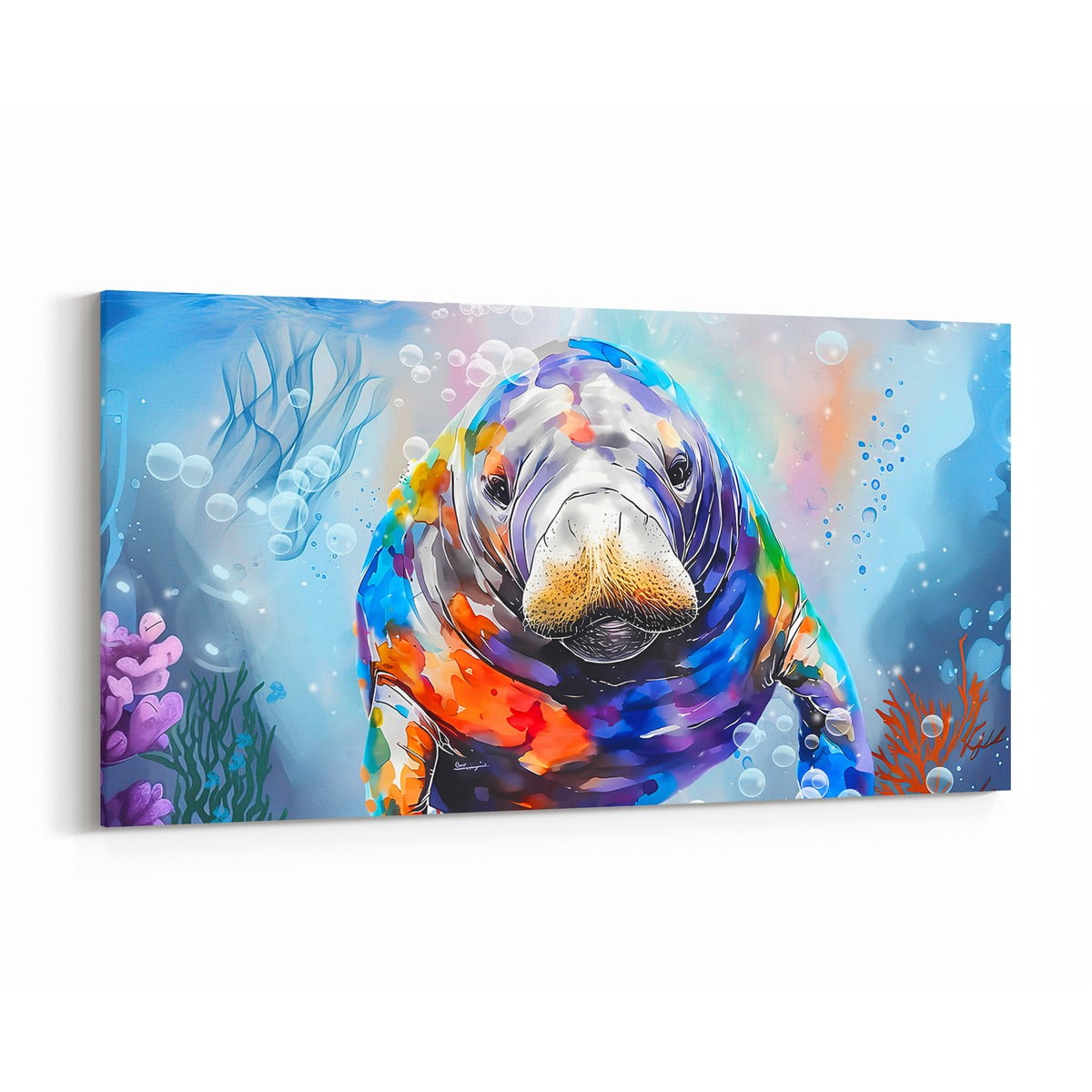 Erosebridal Ocean Manatee Paintings Wall Decor Framed 48x24, Sea Animal ...