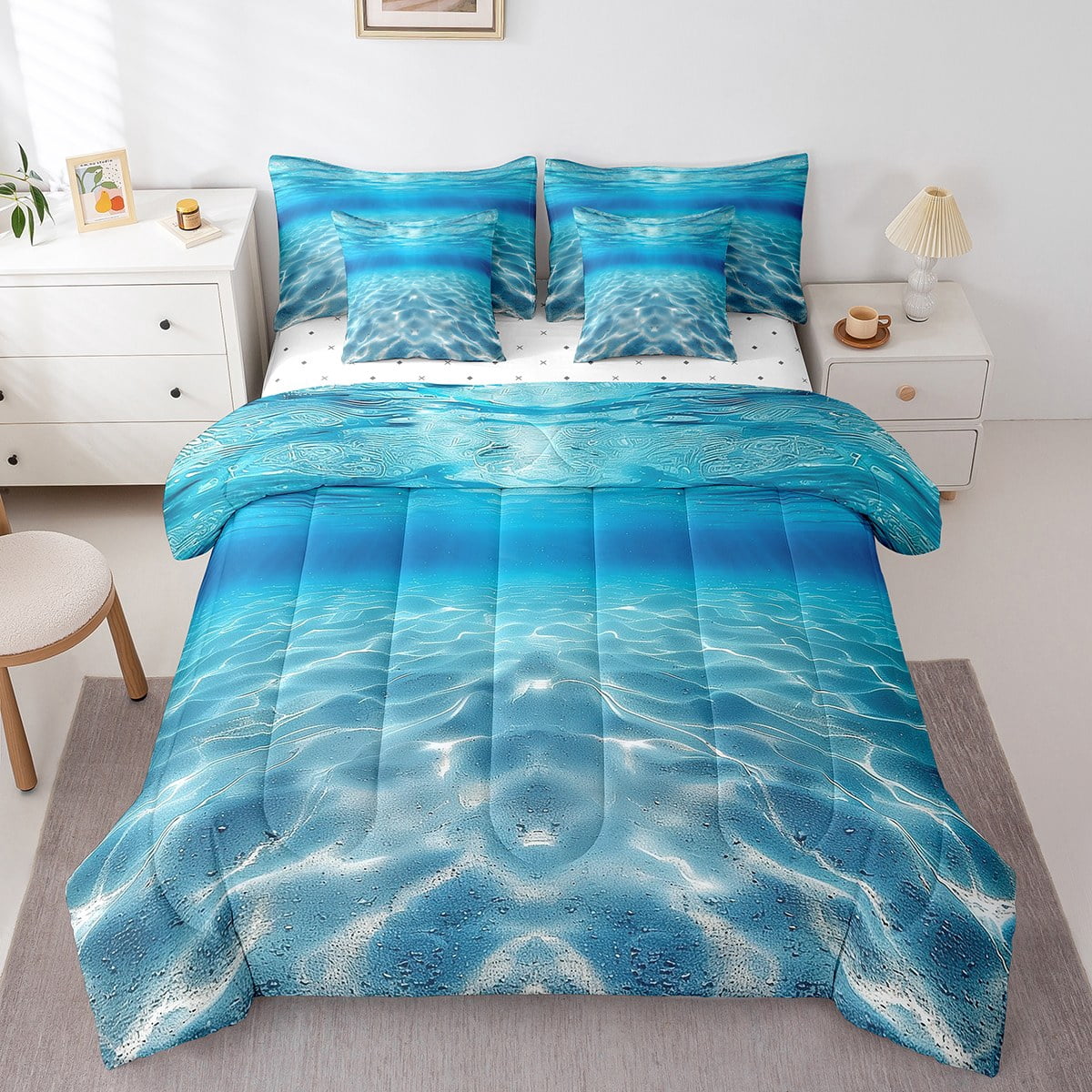 Erosebridal Ocean Marine Bed in a Bag Twin size, Underwater World Bed ...
