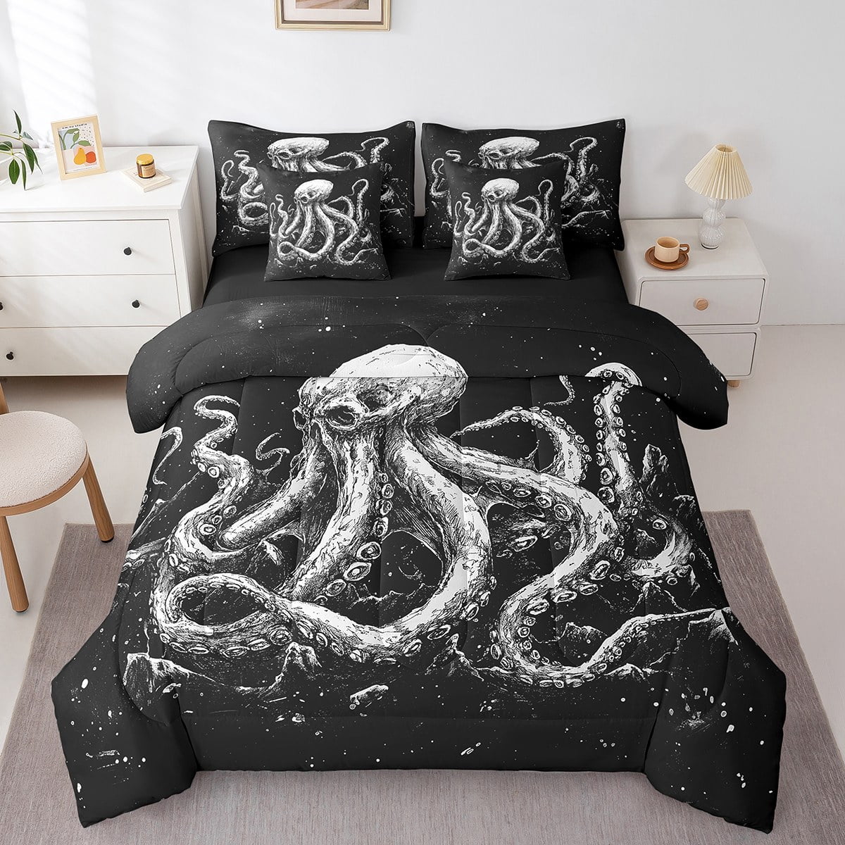 Erosebridal Ocean Octopus Bed in a Bag Twin size, Sea Wildlife Bed Set ...