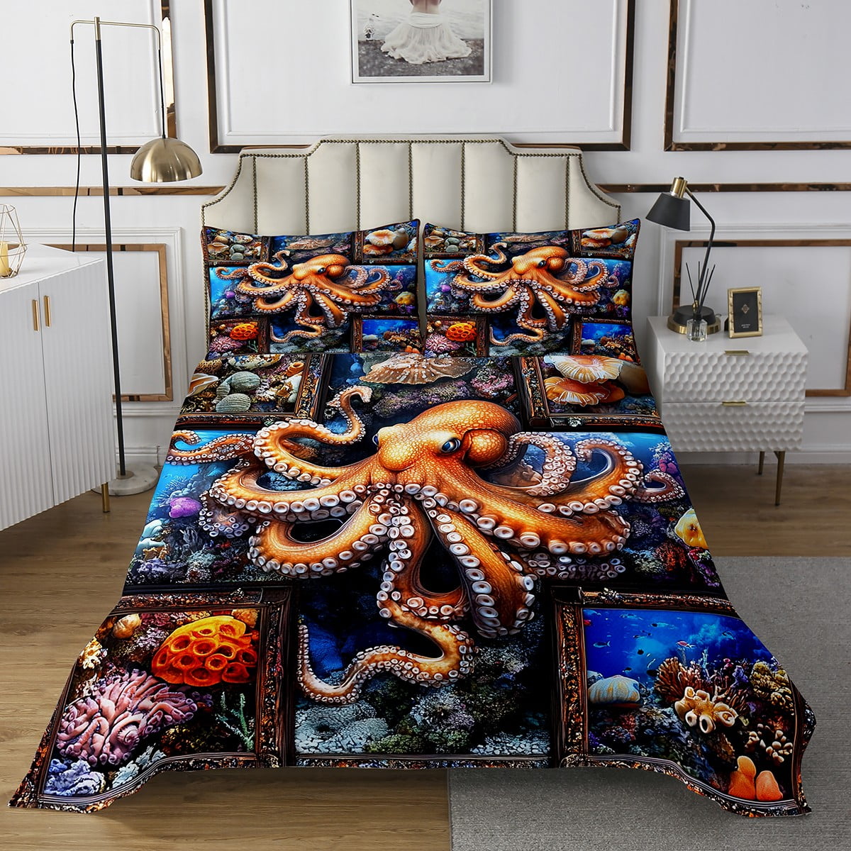 Erosebridal Ocean Octopus Coverlet Set Twin For Teen,Marine Wildlife ...