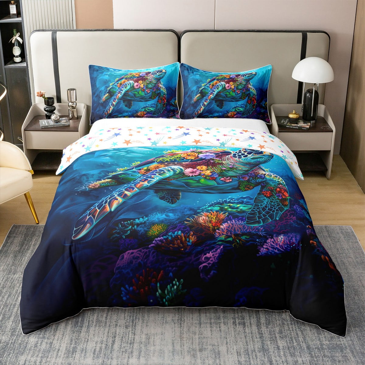 Erosebridal Ocean Sea Turtle 100% Cotton Duvet Cover Sea Turtle Bedding ...
