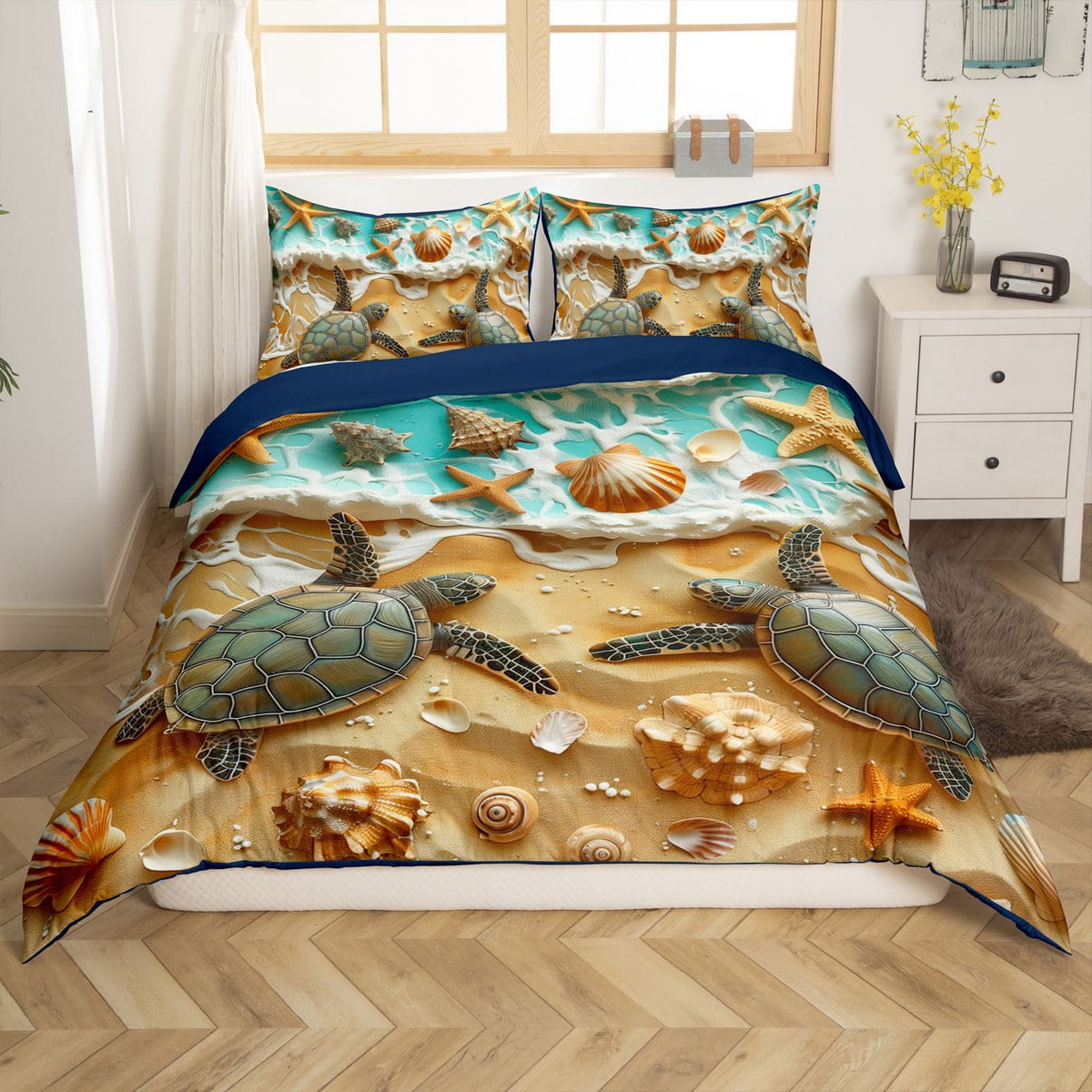 Erosebridal Ocean Tortoise Starfish Seashell Duvet Cover Toddler,Ocean ...