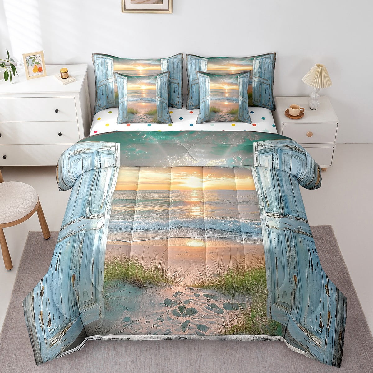 Erosebridal Ocean Wave Bed in a Bag Twin size, Summer Beach Bed Set ...