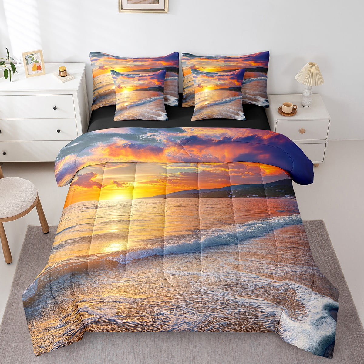 Erosebridal Ocean Wave Sea Sunset Bed in a Bag King Size, Summer Beach ...