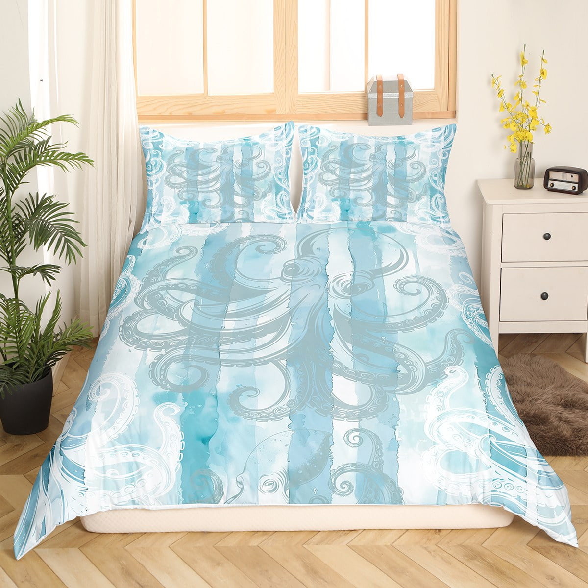 Erosebridal Octopus Print Comforter Cover Twin, Kawaii Animal Duvet ...