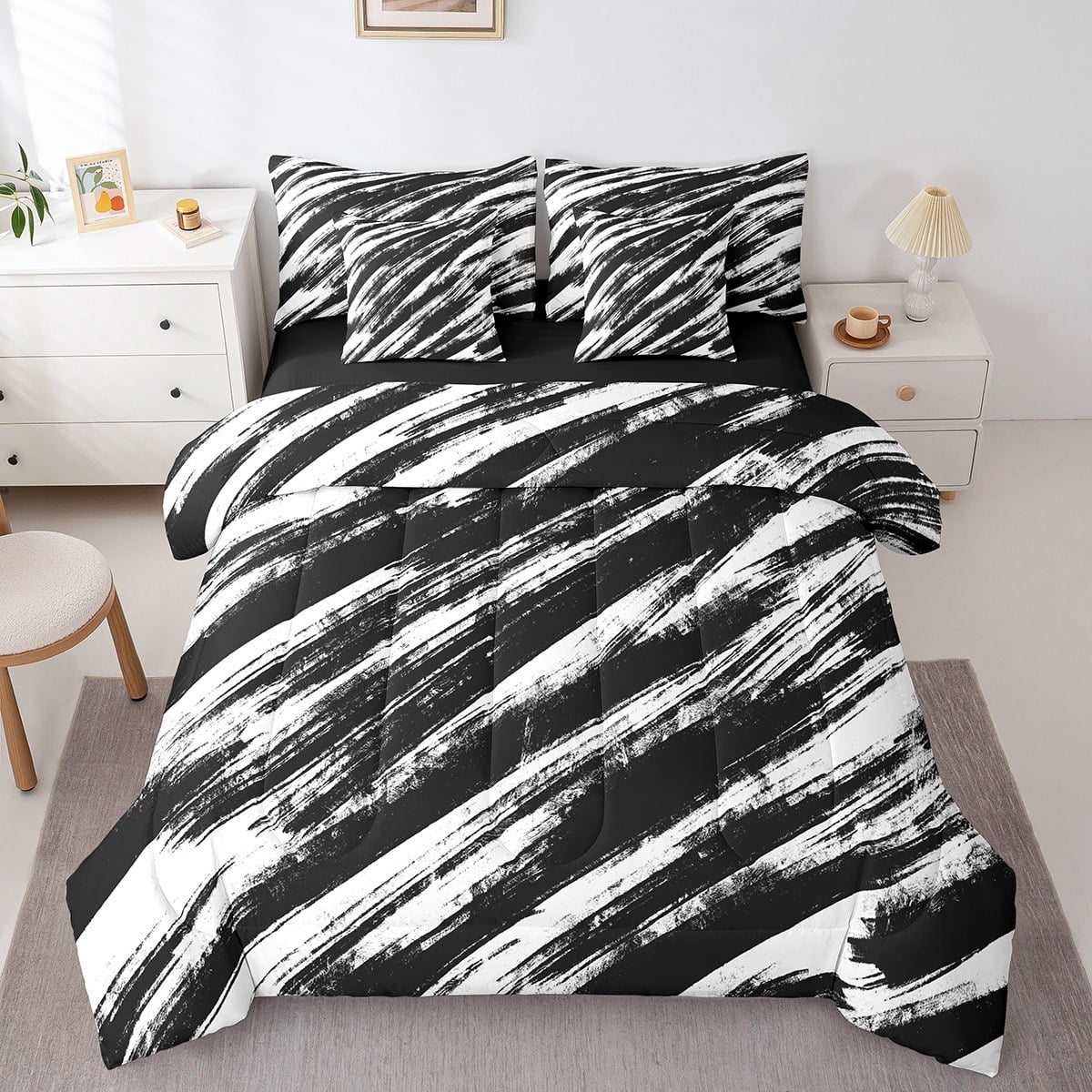 Erosebridal Oil Painting Bedding Sets King Size,Watercolor Artwork Bed ...