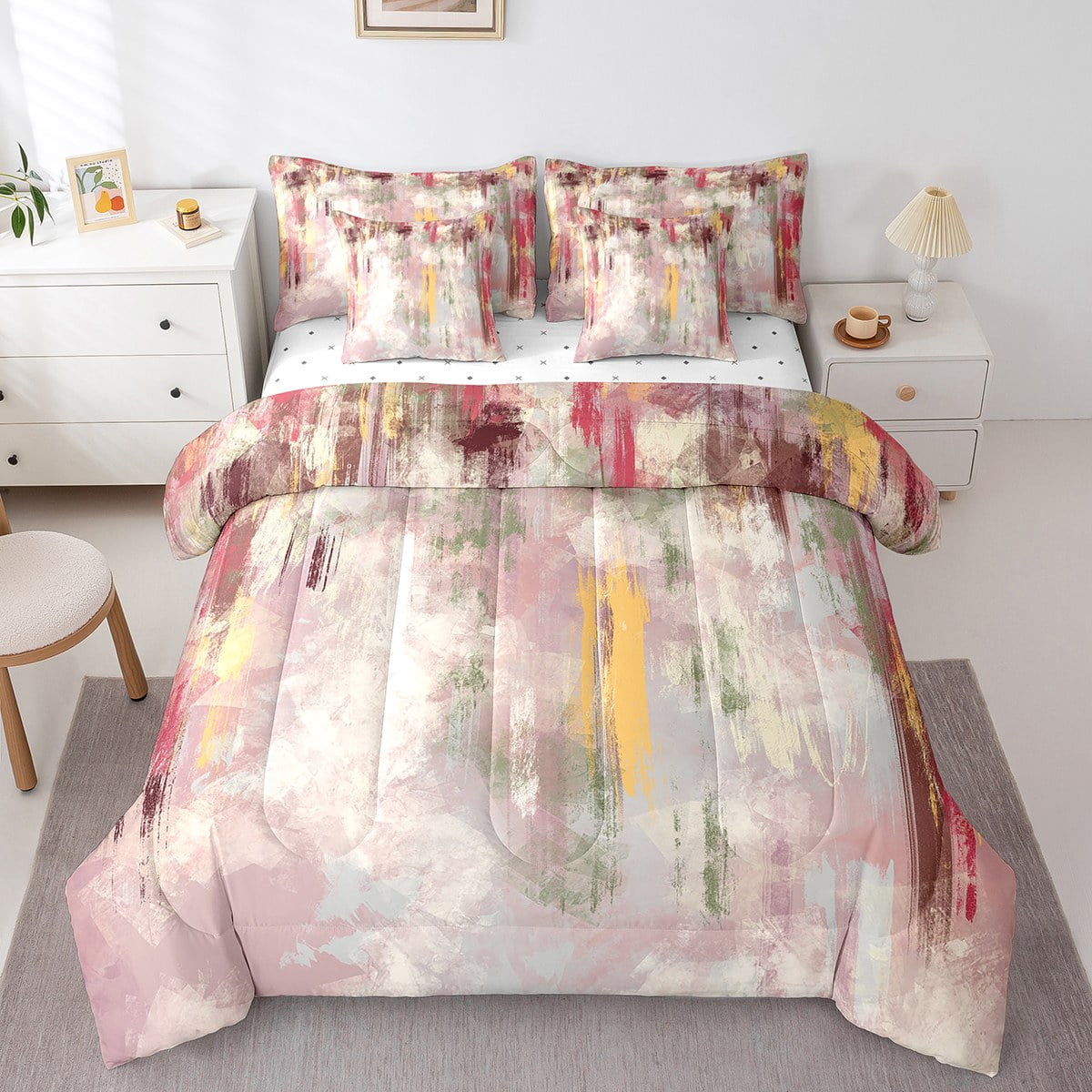 Erosebridal Oil Painting Bedding Sets Twin Size,Watercolor Artwork ...