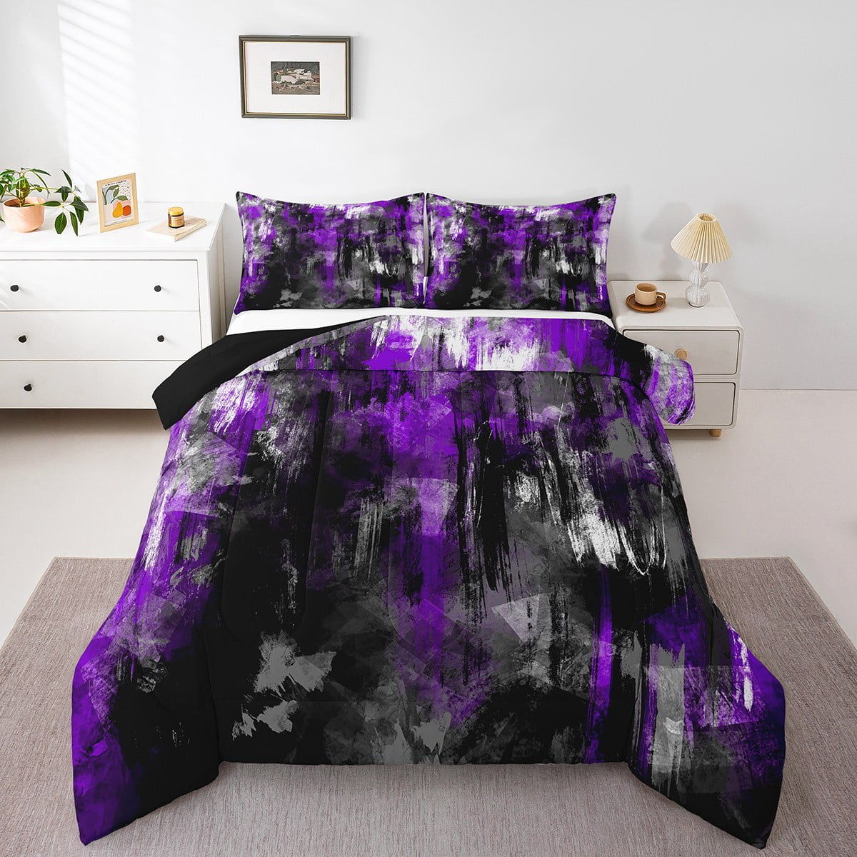 Erosebridal Oil Painting Bedding Twin Comforter Set,Watercolor Artwork ...
