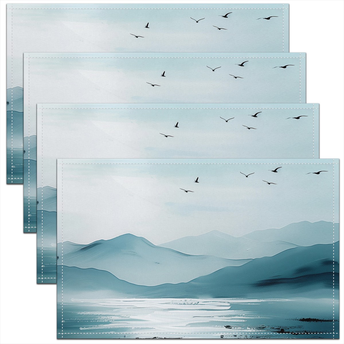 Erosebridal Oil Printing Place Mats Set of 4 for in Door Dinning, Green ...