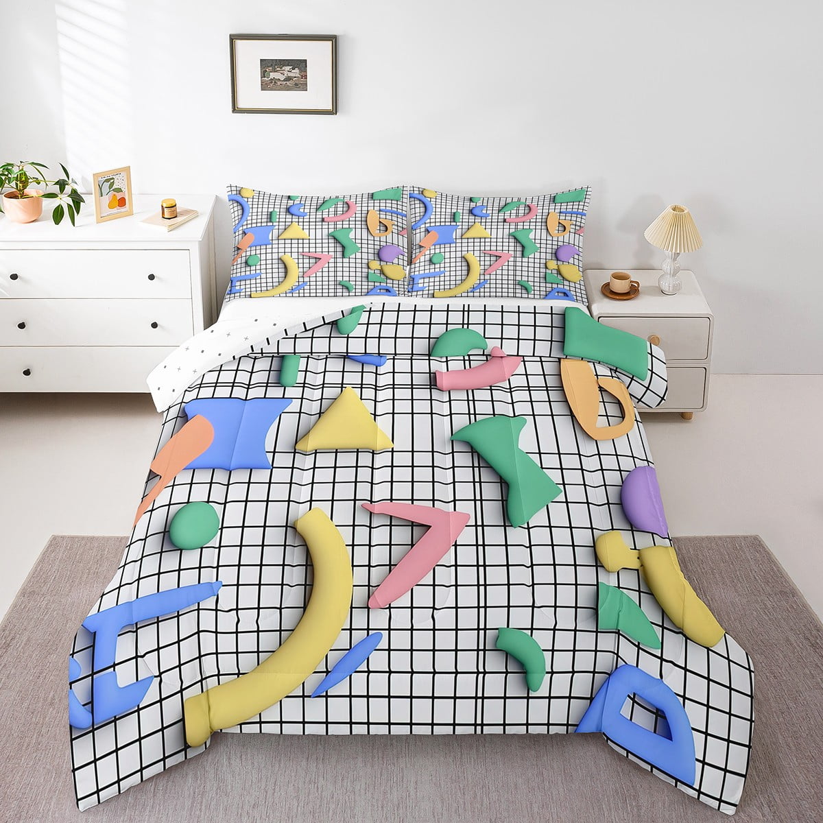 Erosebridal Old Fashion Memphis Bedding Comforter Set, Geometry Down ...