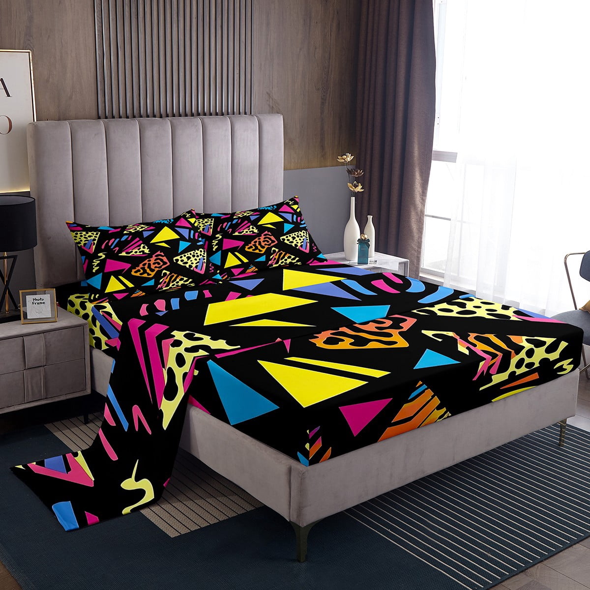 Erosebridal Old Fashion Memphis Sheet Set Twin, Geometry Bedding Sets ...
