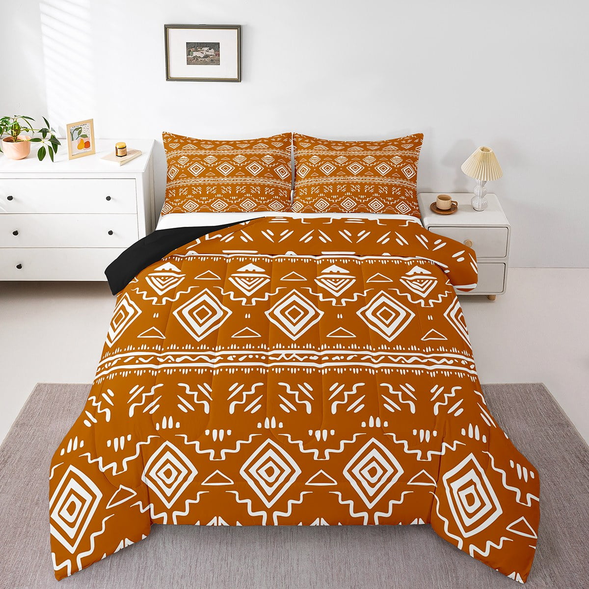Erosebridal Orange Aztec Bedding Sets with Comforter, Farmhouse ...