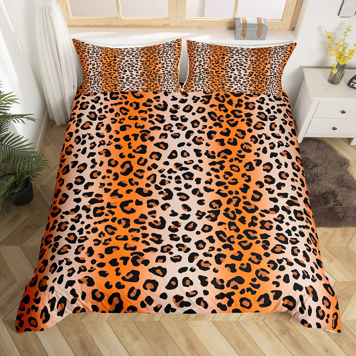 Erosebridal Orange Cheetan Print Stripes Comforter Cover Full,Jungle ...