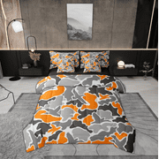 orange camo bedding