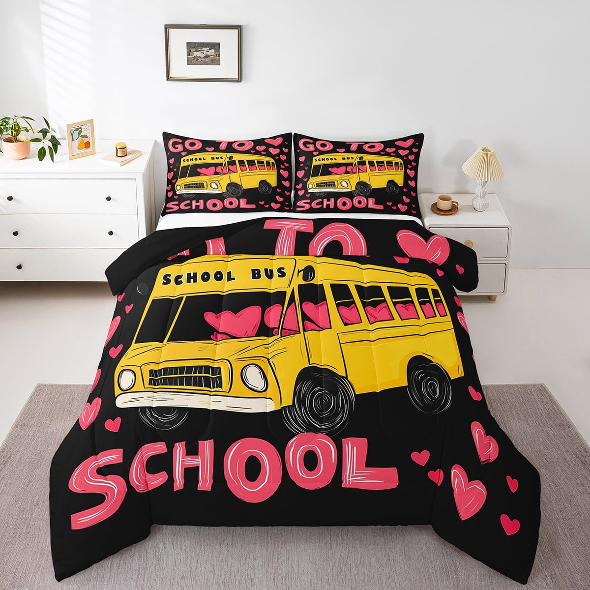 Erosebridal Orange School Bus Bedding Full Comforter Set, Go to School ...