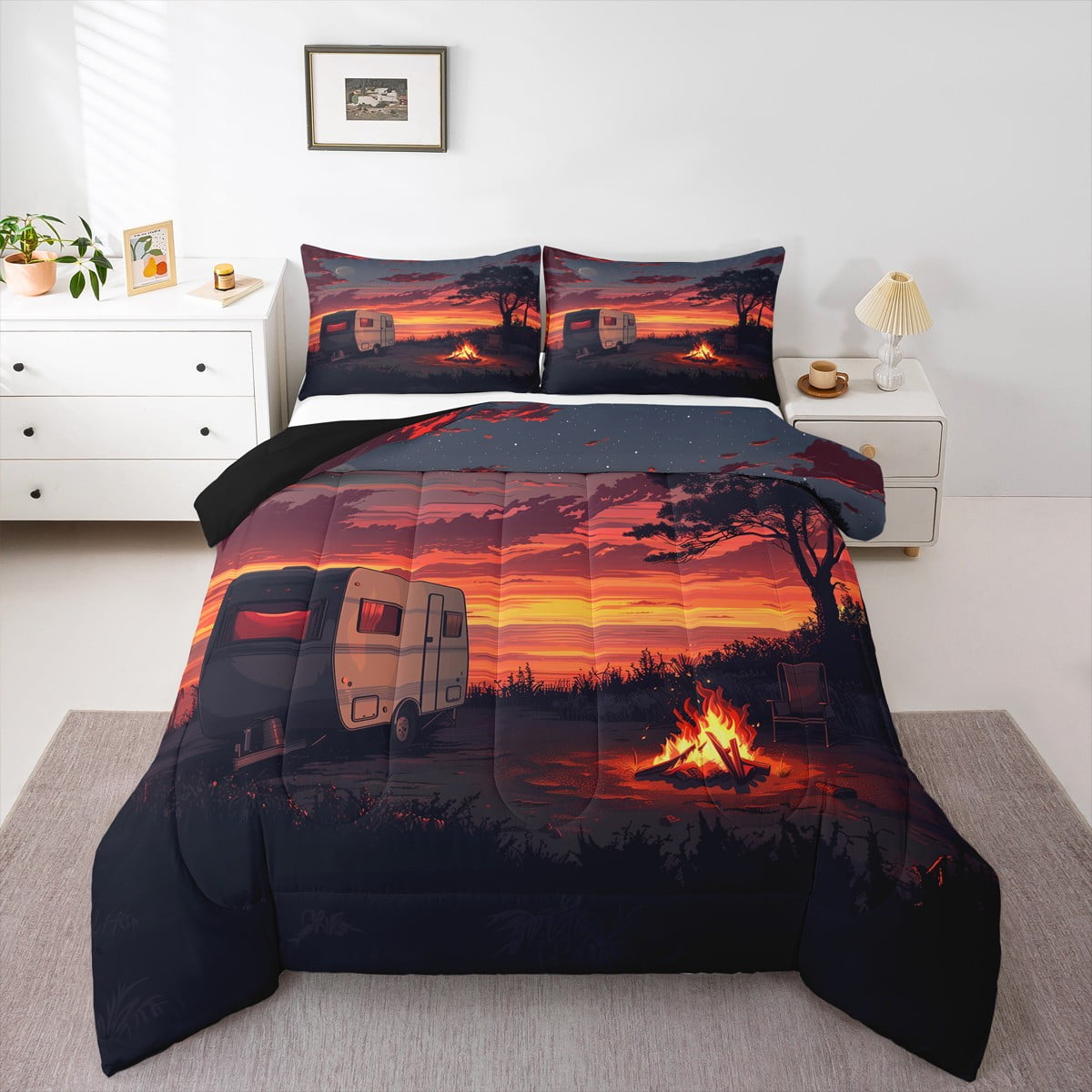 Erosebridal Outdoor Camp Camper Bedding Queen Comforter Set,Nature ...