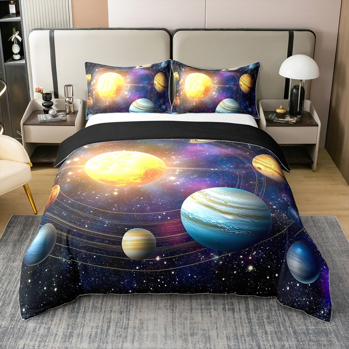 Erosebridal Outer Space 100% Cotton Duvet Cover Full Size, 3D Planet ...