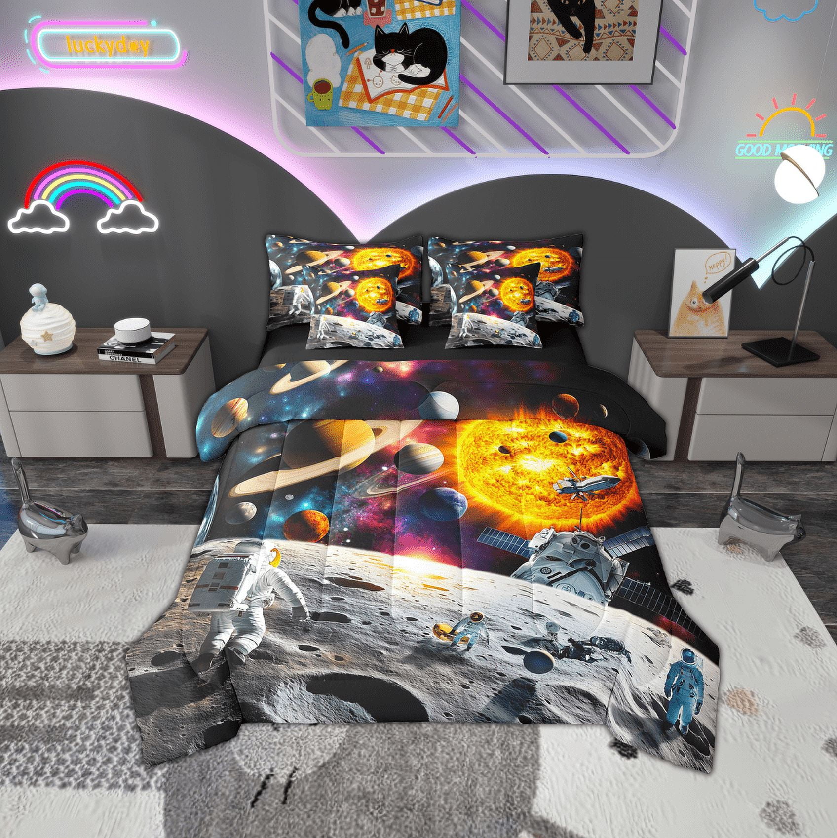 Erosebridal Outer Space Astronaut Bedding Sets Queen Size , Universe ...