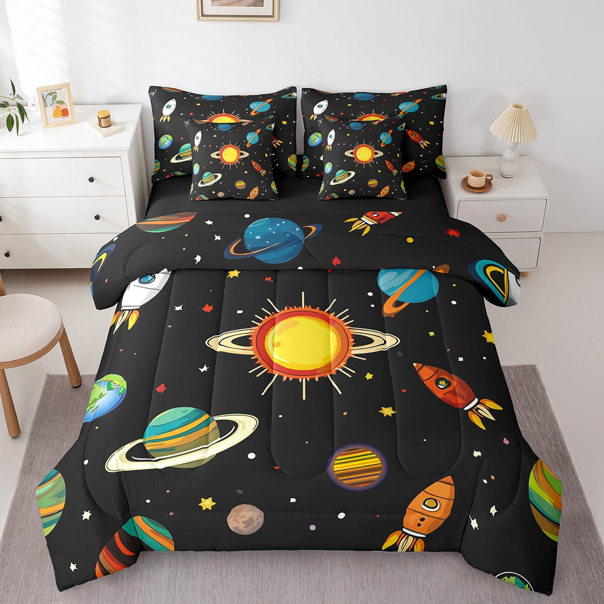 Erosebridal Outer Space Bedding Sets Full Size for Teens, Cartoon ...