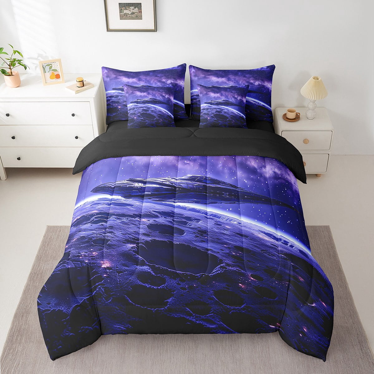 Erosebridal Outer Space Bedding Sets Twin Size, Moon Starry Sky ...