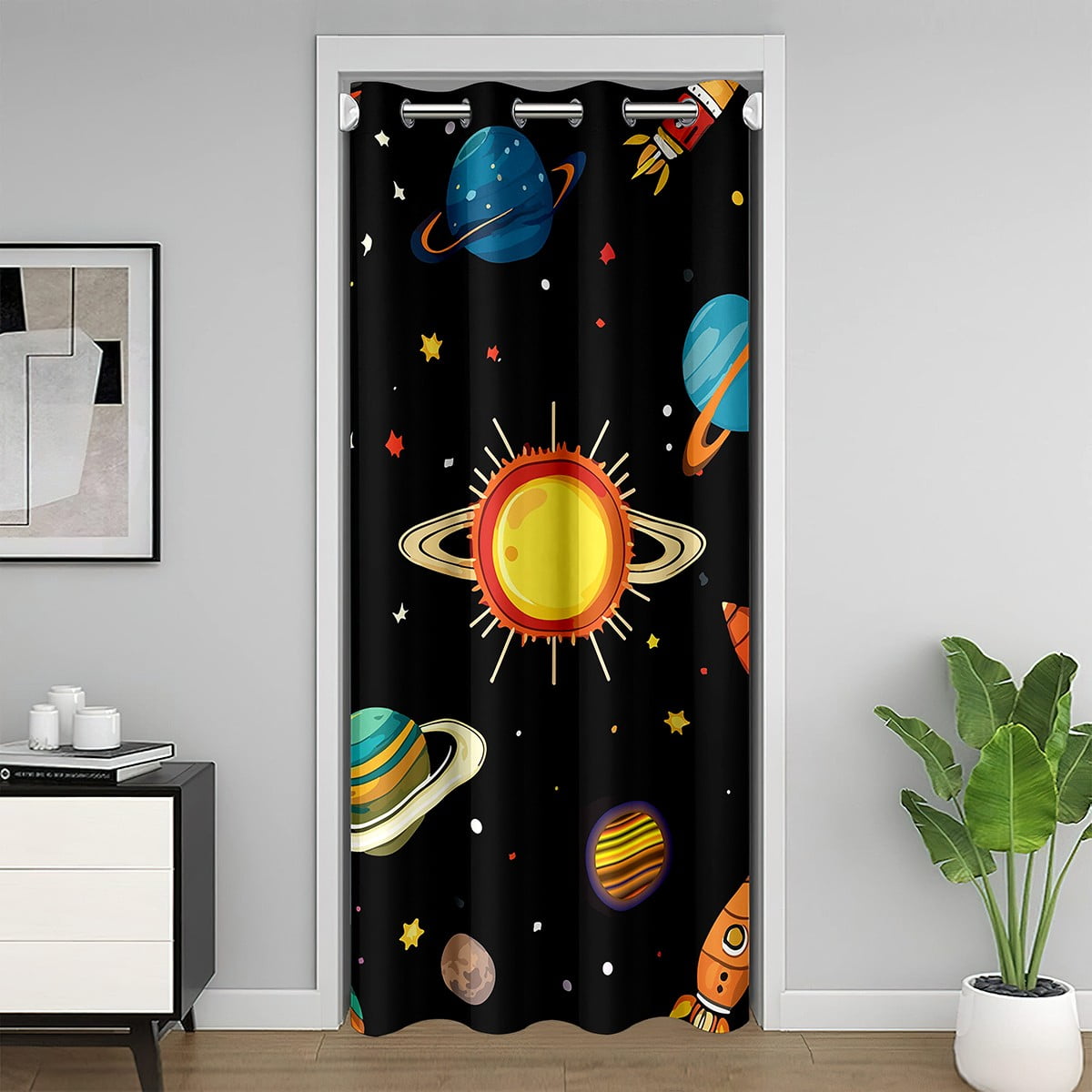 Erosebridal Outer Space Door Curtain For Doorways for Teens, Cartoon ...