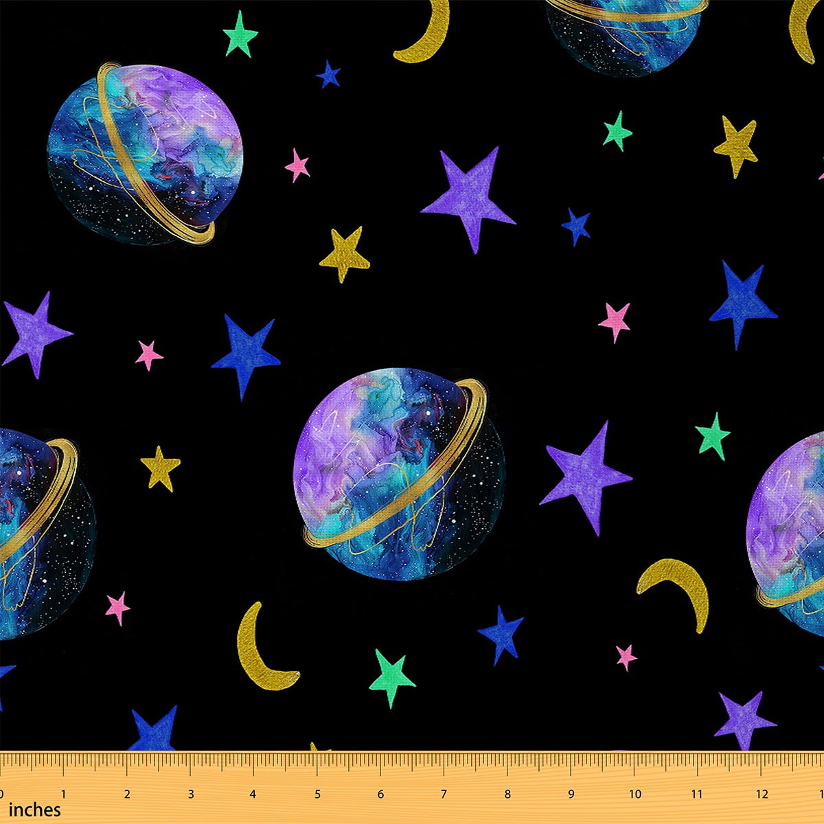 Erosebridal Outer Space Fabric by the Yard,Planet Stars Upholstery ...