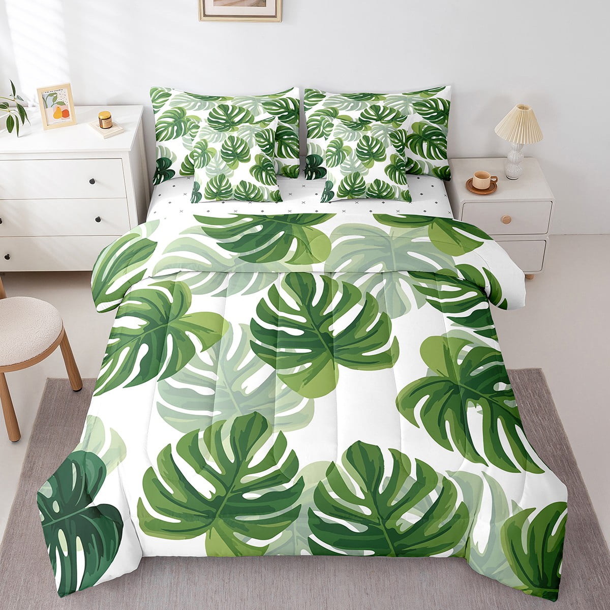 Erosebridal Palm Tree Leaf Bedding Queen Size,Hawaiian Tropical Leaves ...