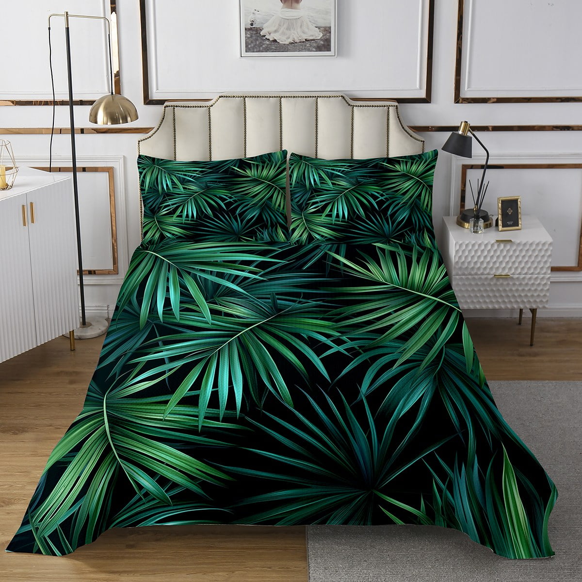 Erosebridal Palm Tree Leaves Quilt Sets for Twin Size Bed, Tropical ...