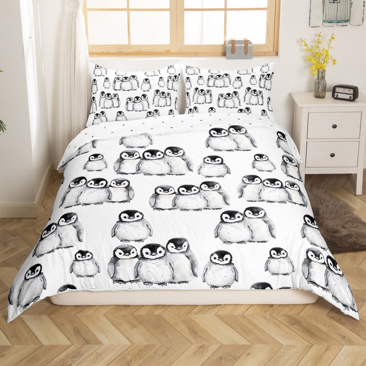 Erosebridal Penguin Comforter Cover Full for Teens, Antarctic Animal ...