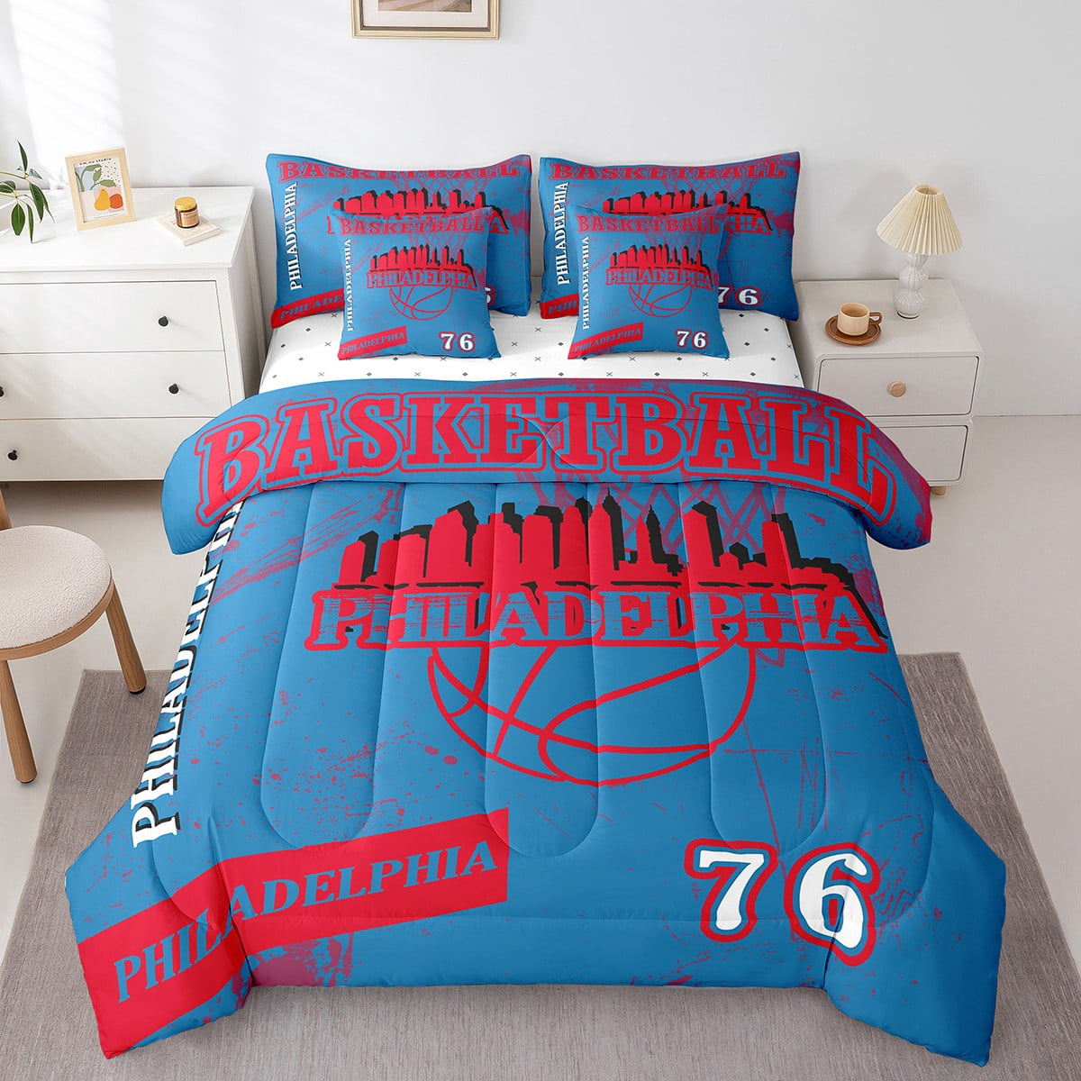 Erosebridal Philadelphia Silhouette Bedding Sets King Size,Basketball ...