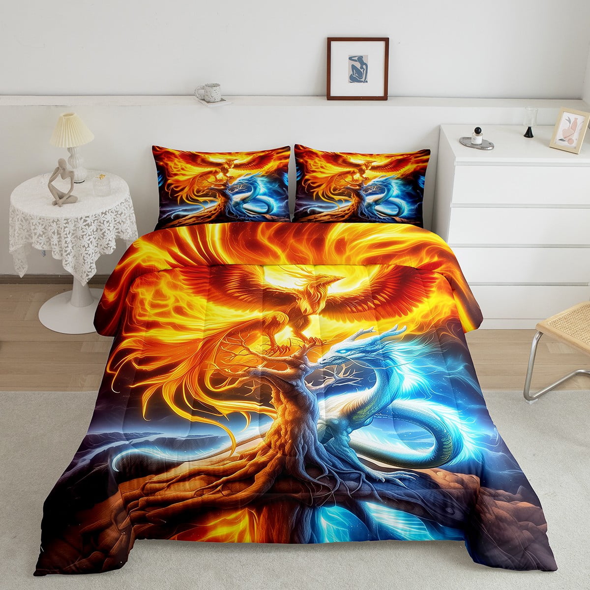 Erosebridal Phoenix Dragon Bedding Twin Comforter Set, Magical Animal ...