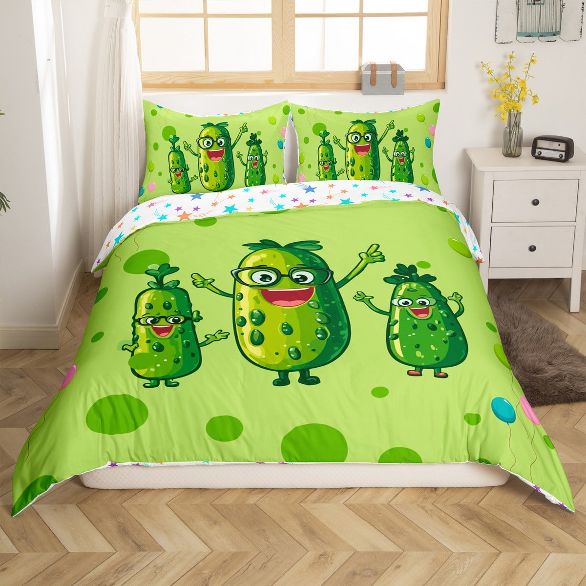 Erosebridal Pickle Duvet Cover Queen, Kawaii Cucumber Bedding Sets ...