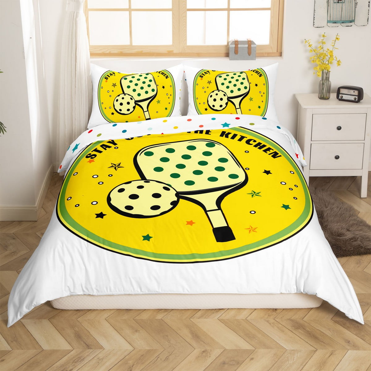 Erosebridal Pickleball Sport Comforter Cover Twin, Cartoon Stars ...