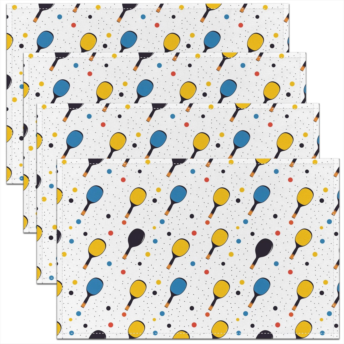 Erosebridal Pickleball Sport Placemats Set of 4, Lovely Polka Dots ...