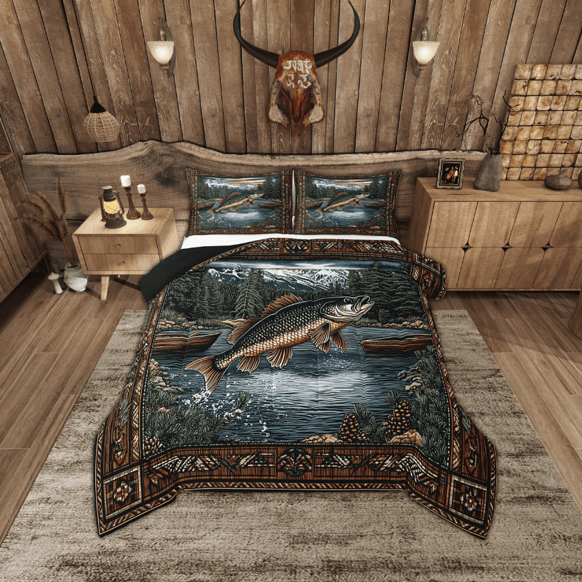 Erosebridal Pike Fish Bedding Sets Twin with Comforter, Hunting and ...