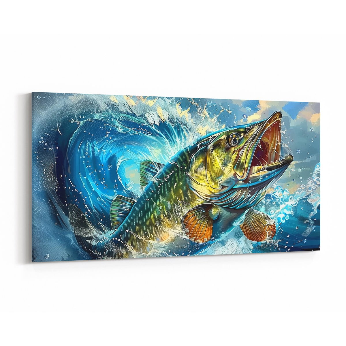 Erosebridal Pike Fish Paintings Wall Decor Bedroom, Ocean Wave Animal ...
